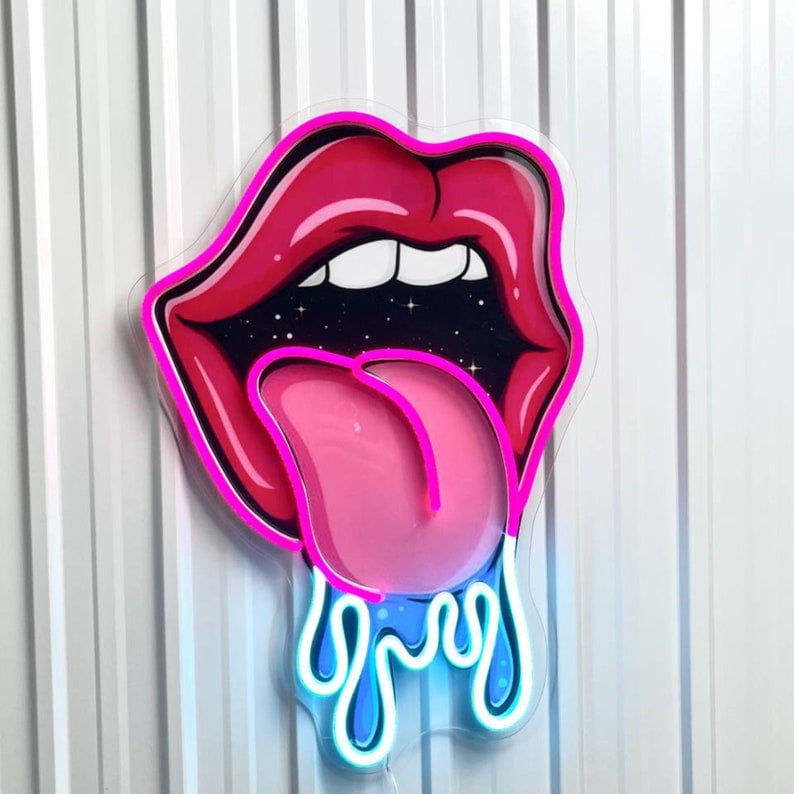 Handmadetneonsign Girl Lips Decal Printed Neon Light, Lady Mouth ...