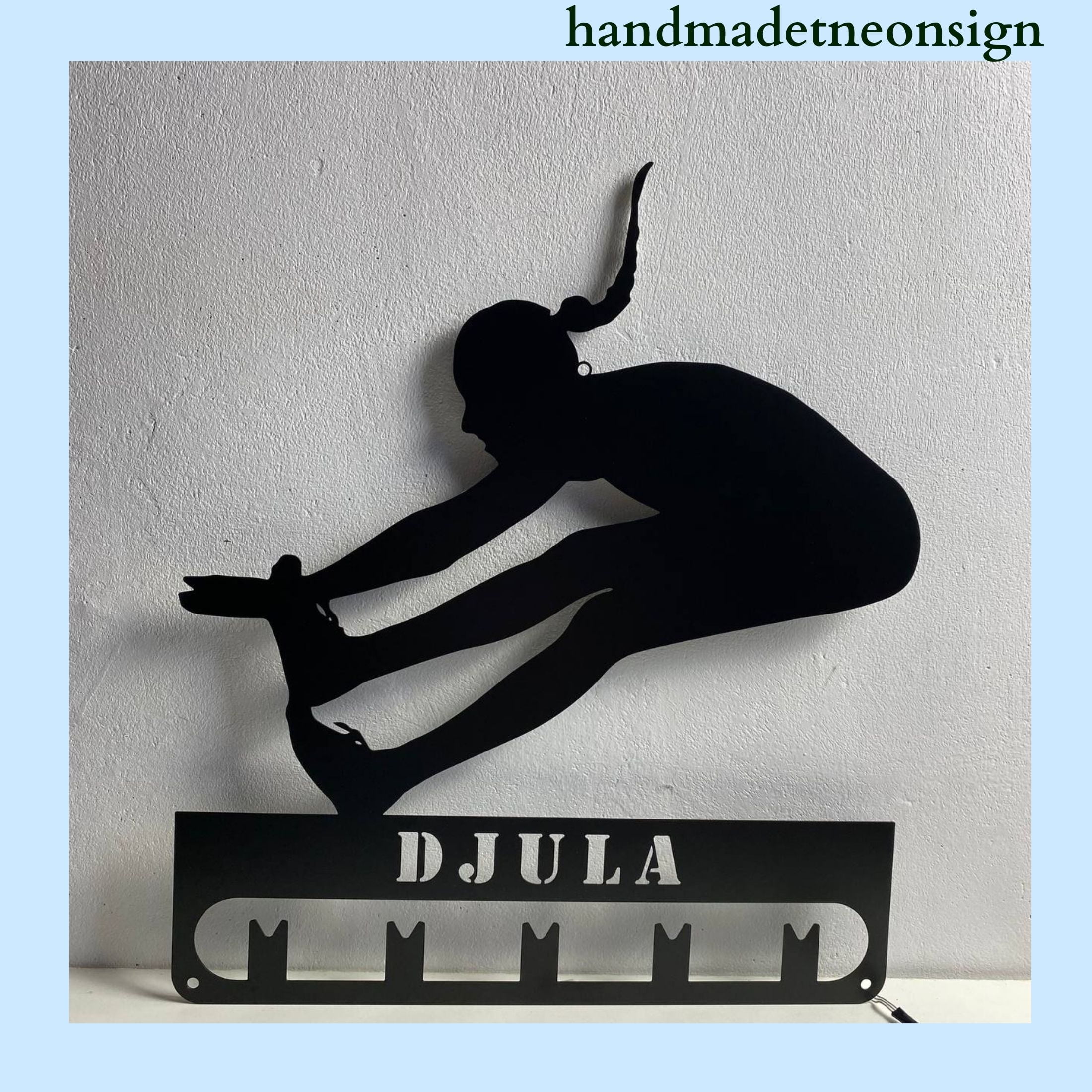 Handmadetneonsign Girl Long Jump Medal Hanger, Long Jump Metal Holder ...