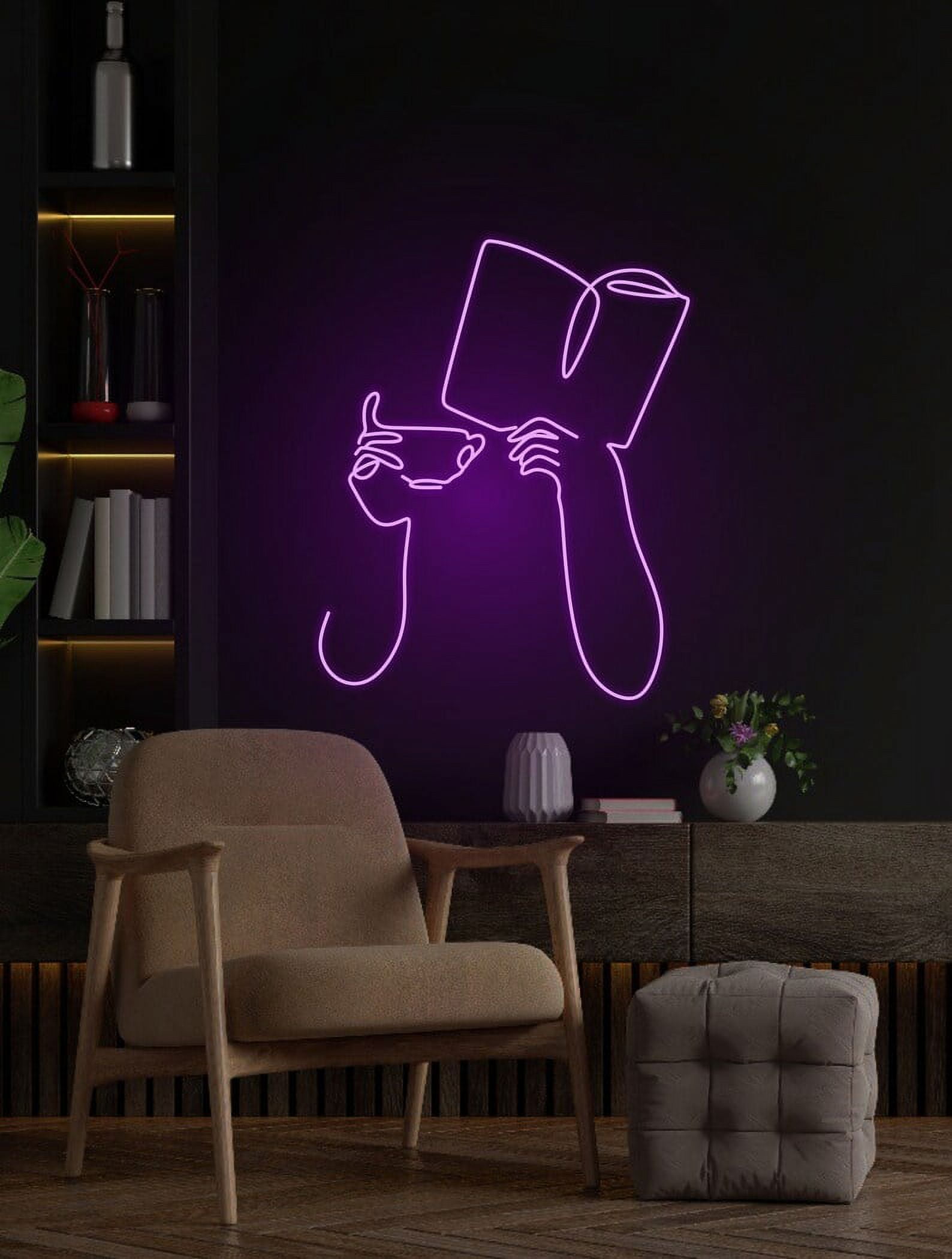 Handmadetneonsign Girl Reading Book Neon Sign, Woman reading book Led ...