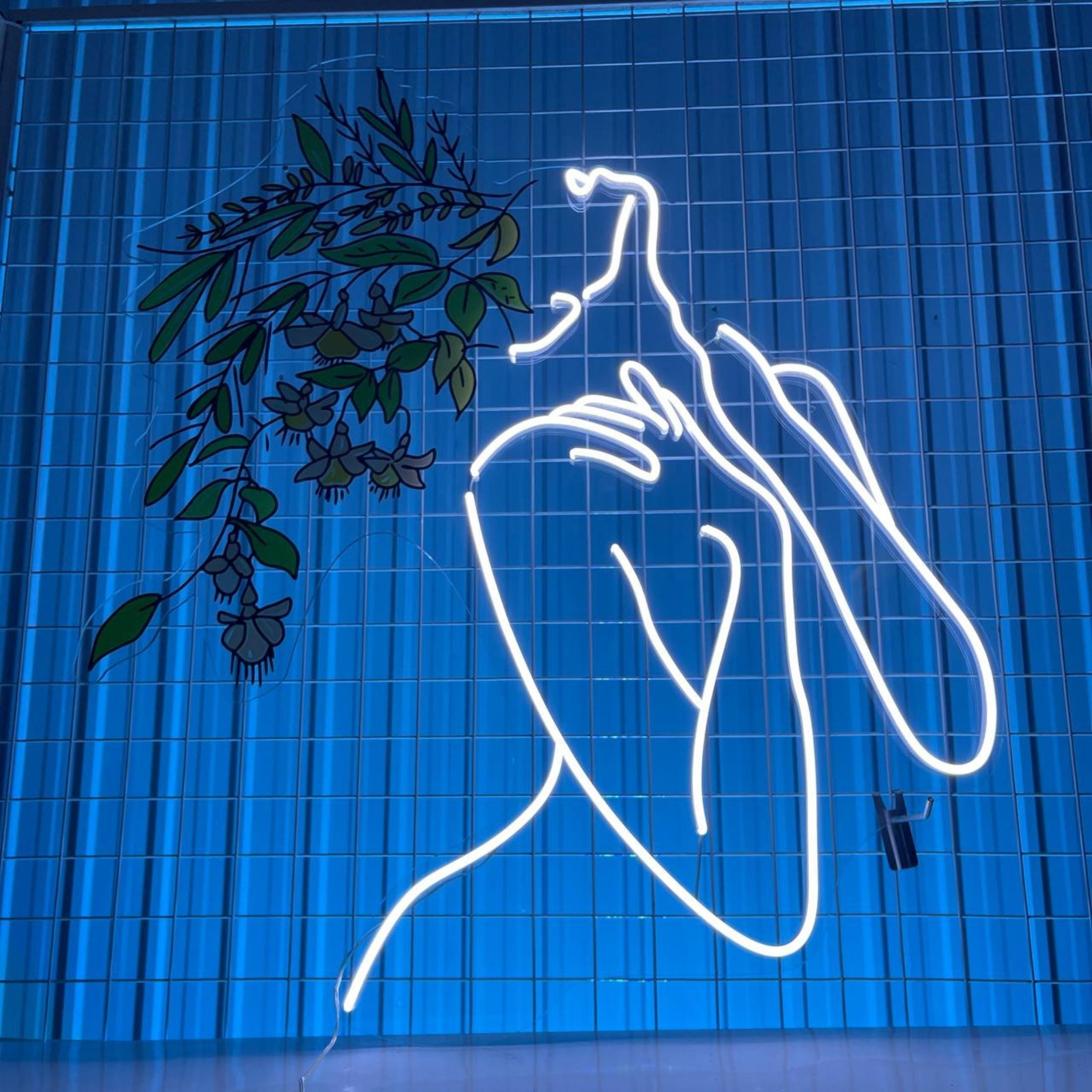 Handmadetneonsign Girl With Leaves Neon Sign, Woman Face Wall Art Decor ...