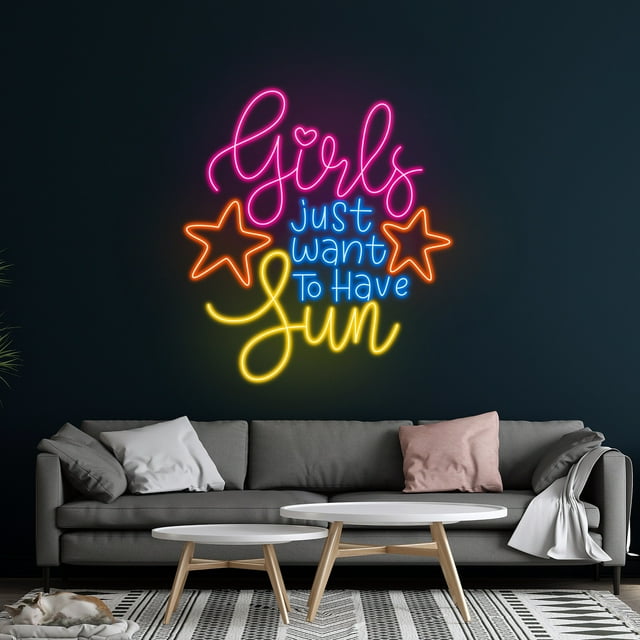 Handmadetneonsign Girls Just Wanna Have Fun Neon Sign, Girls Have Fun ...