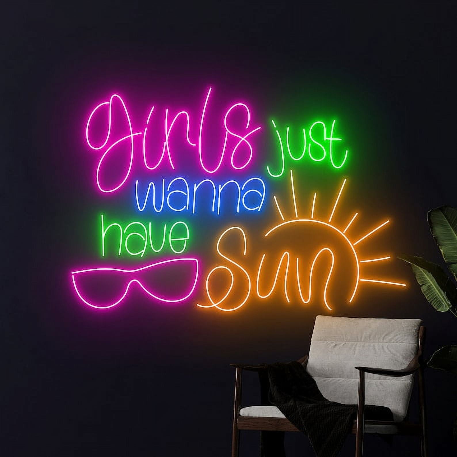 Handmadetneonsign Girls Just Wanna Have Sun Neon Sign, Sun Shine Led ...
