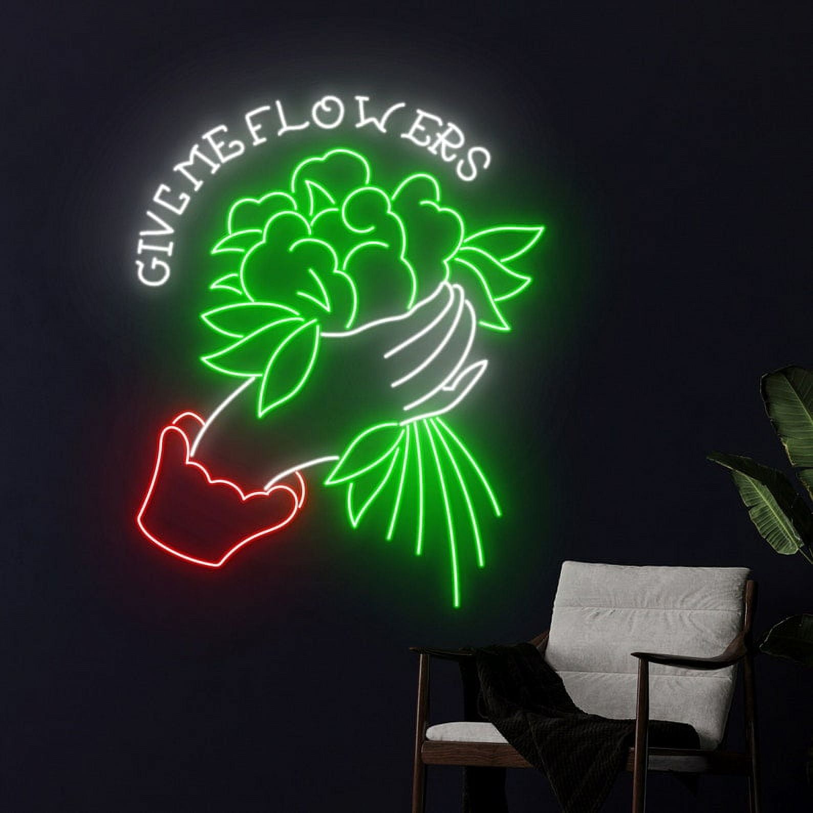 Handmadetneonsign Give Me Flowers Led Sign, Give Me Flowers Neon Sign ...