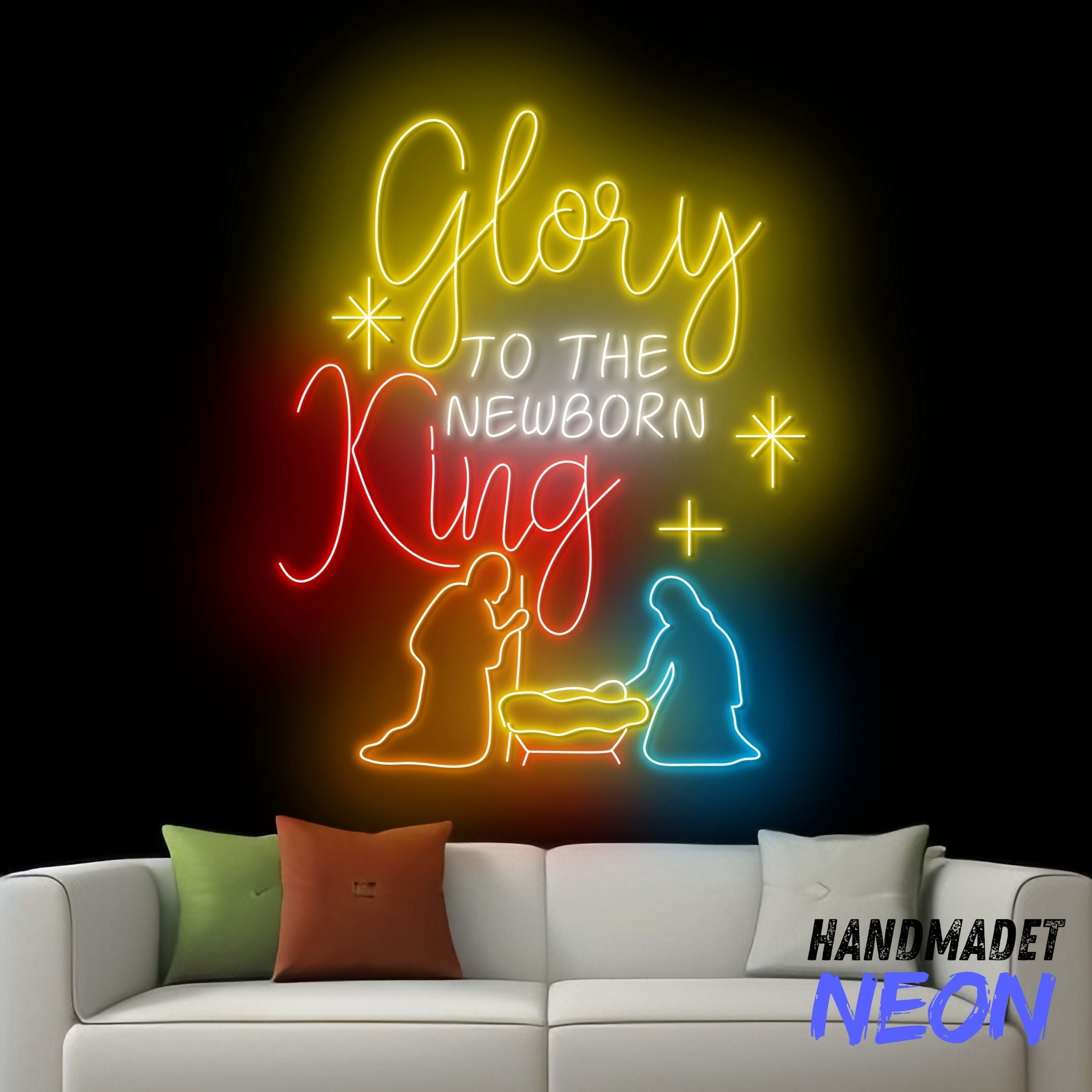 Handmadetneonsign Glory To The Newborn King Neon Sign, Jesus Birth Led ...