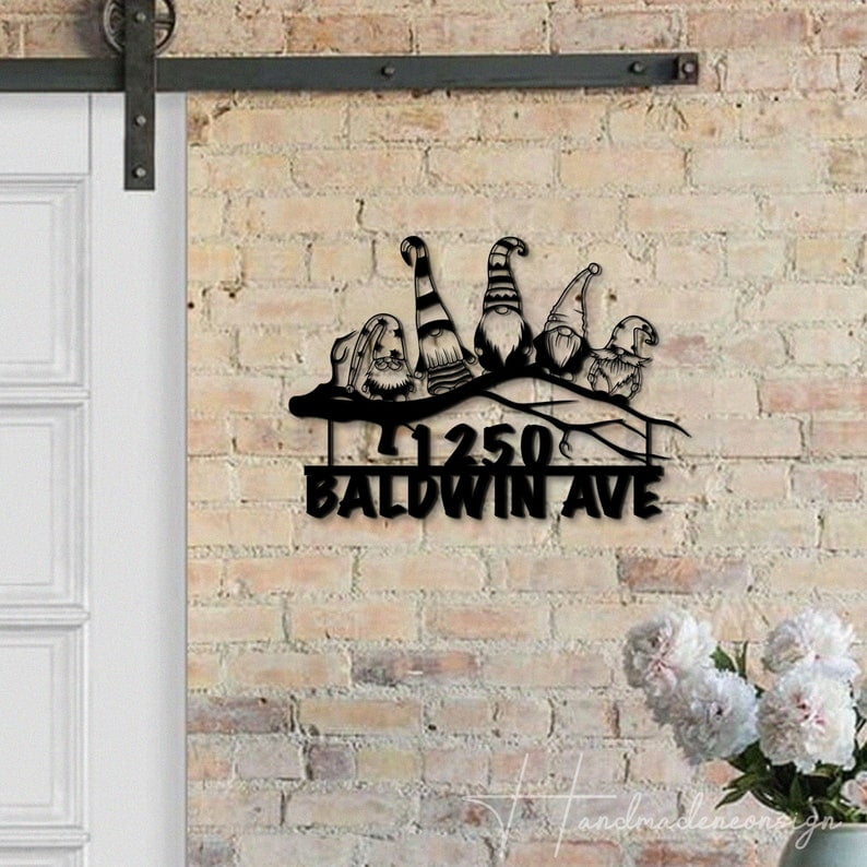 Handmadetneonsign Gnomes House Number Metal Wall Art LED Light ...
