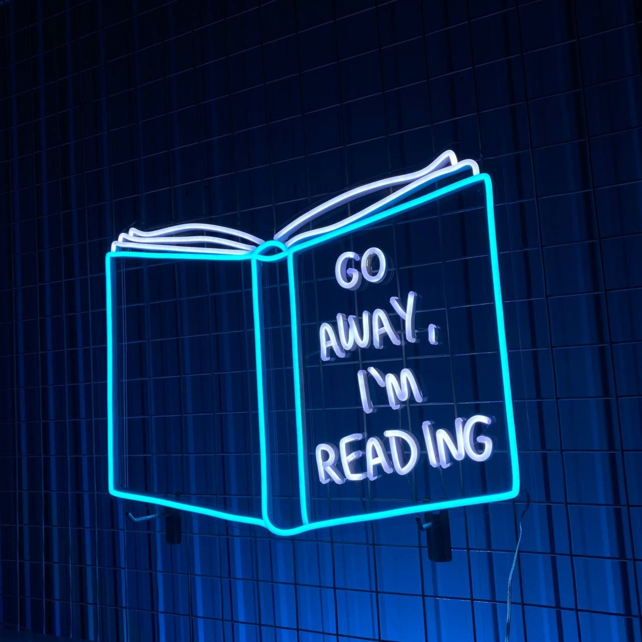 Handmadetneonsign Go Away I'm Reading Neon Sign, Motivational Quotes ...