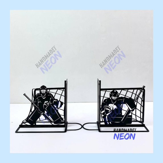 Handmadetneonsign Goalkeeper Hockey Metal Bookends, Hockey Table ...