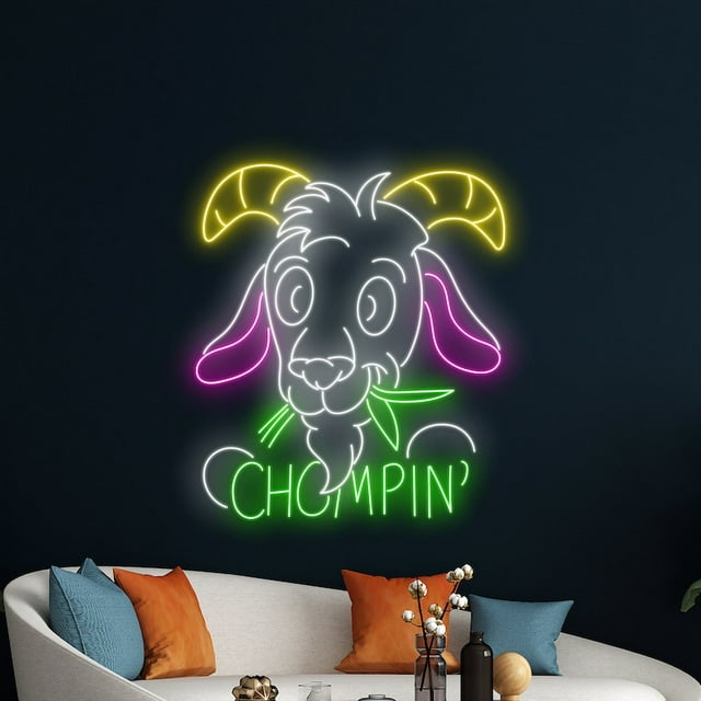 Handmadetneonsign Goat Chompin Neon Sign, Goat Led Sign, Goat Chompin ...