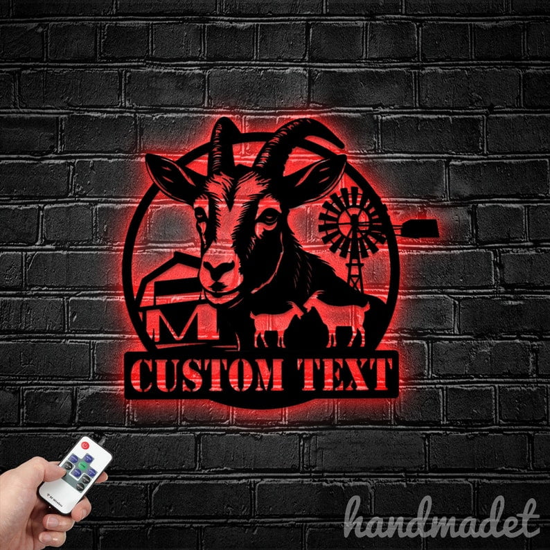 Handmadetneonsign Goat Metal Wall Art Light, Farm Metal Sign Wall Decor ...