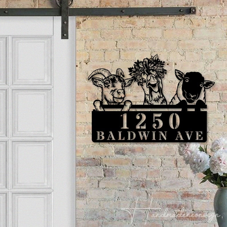 Handmadetneonsign Goat Ship Chicken House Number Metal Wall Art LED ...