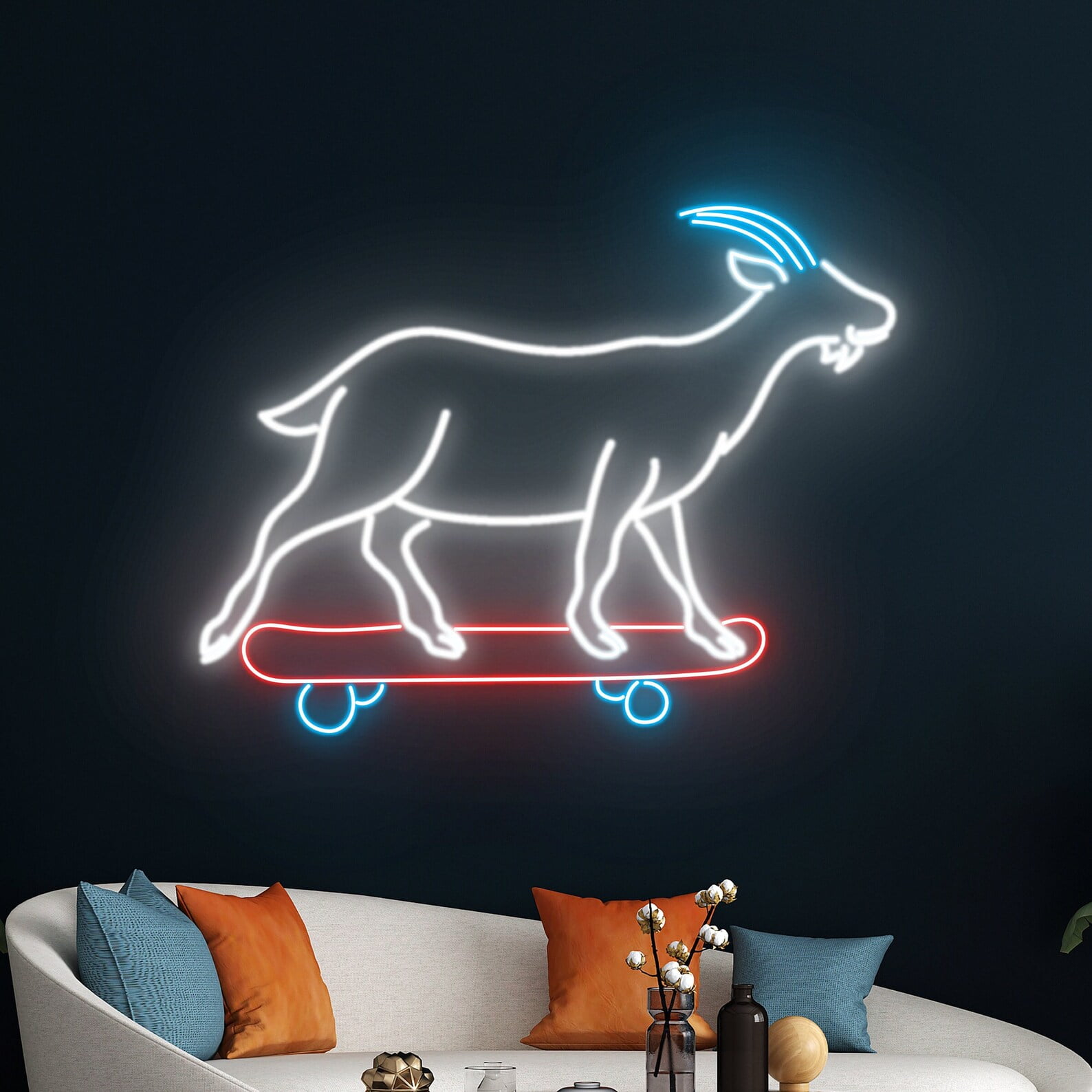 Handmadetneonsign Goat Skateboarding Neon Sign, Skateboard Goat Led ...