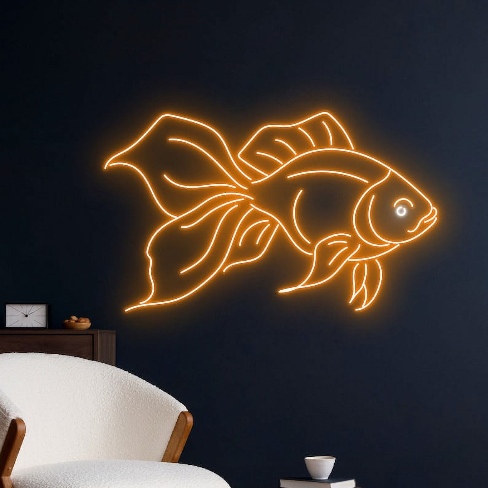Handmadetneonsign Goldfish Neon Sign, Fishing Neon Led Light Art Decor ...