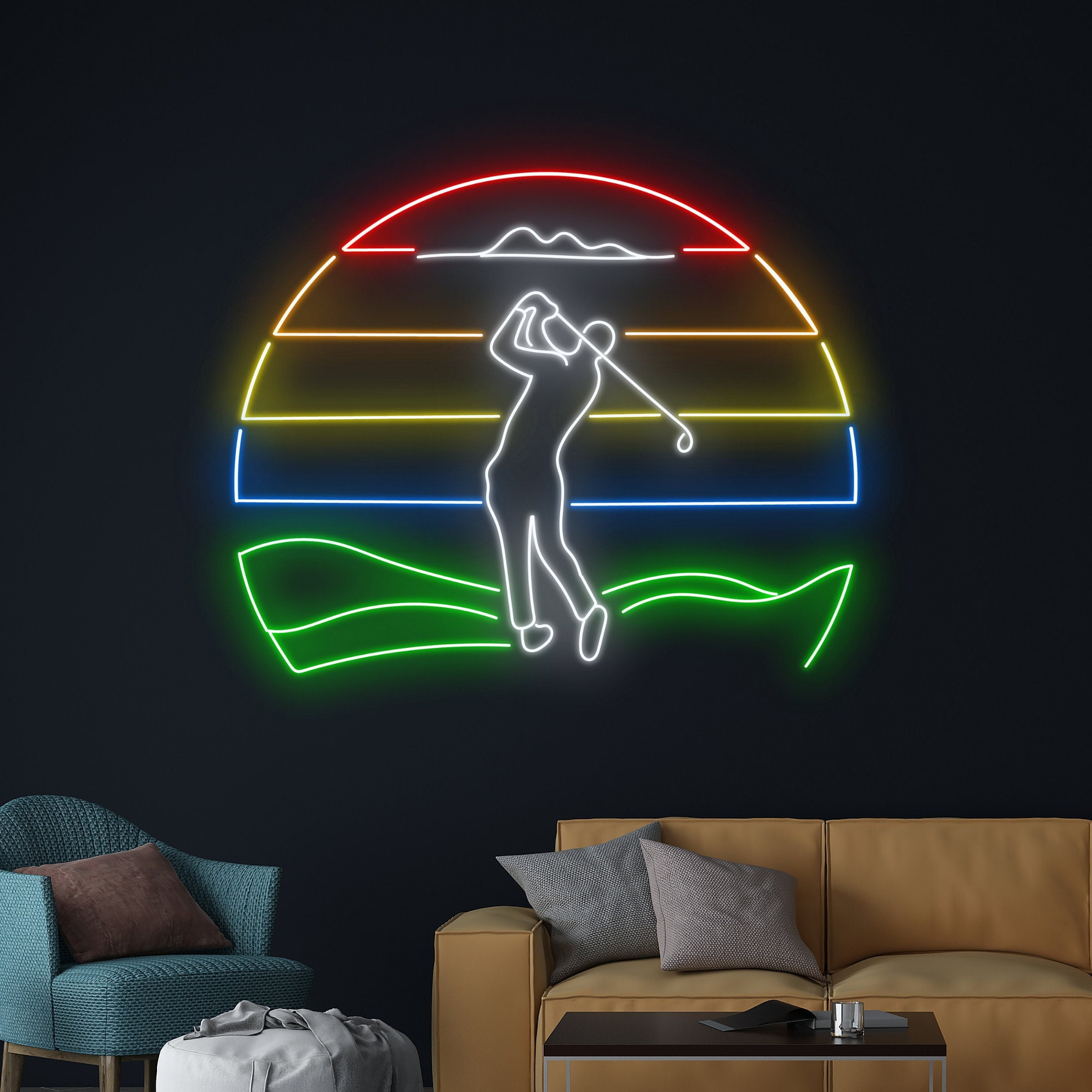 Handmadetneonsign Golf Neon Sign, Golfer LED Light, Golfing LED Sign ...