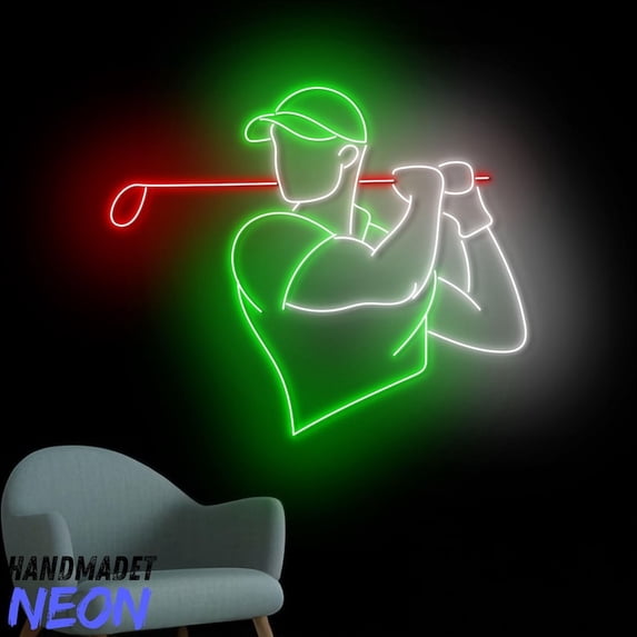 Handmadetneonsign Golf Player Neon Light, Golf Neon Sign, Golfer Led ...
