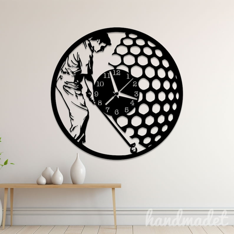Handmadetneonsign Golf Wall Clock Unique, Year Date Round Wall Clock ...