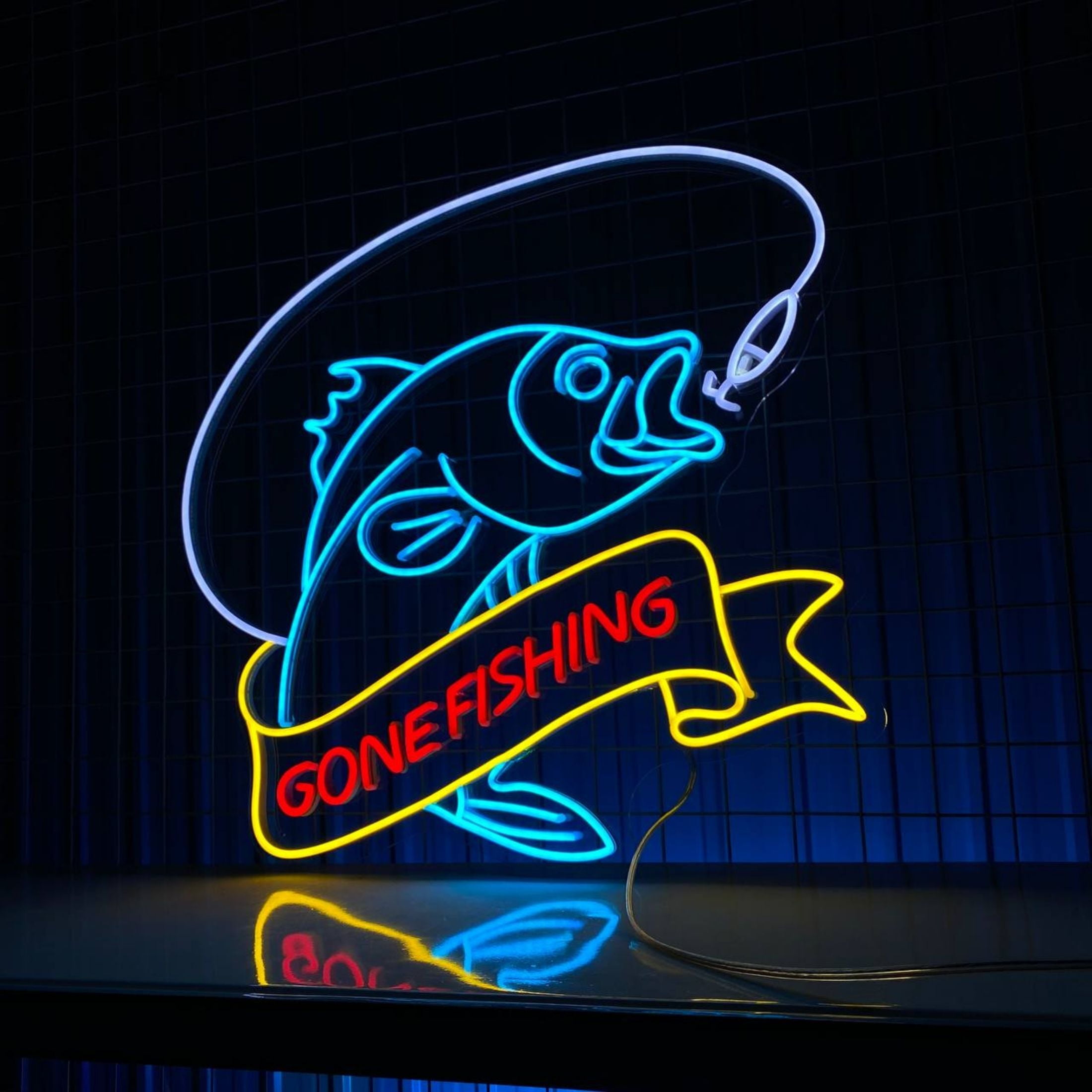 Handmadetneonsign Gone Fishing Neon Sign, Fisherman Wall Art Decor ...