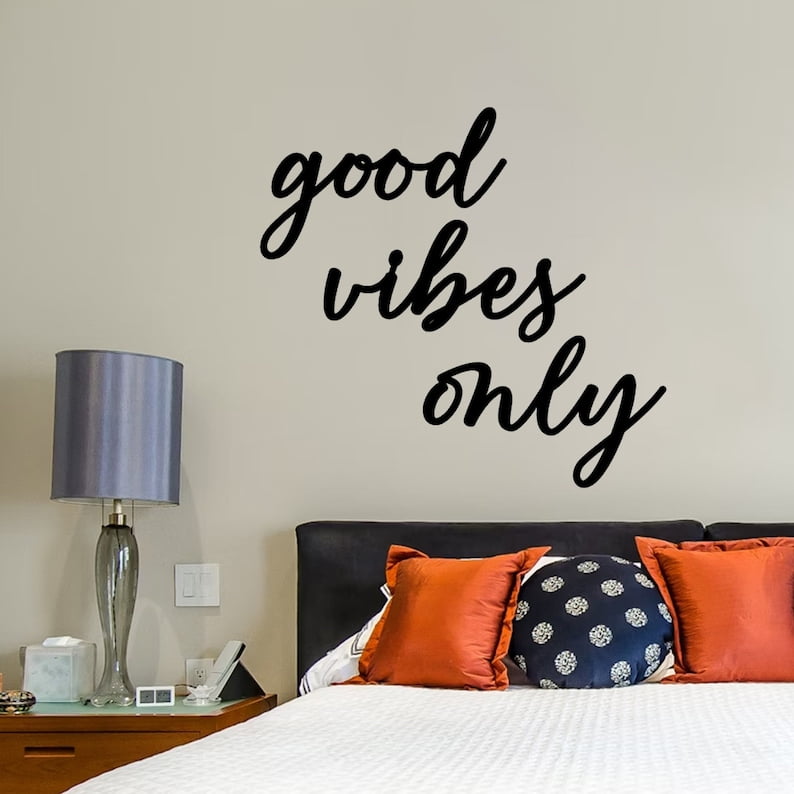 Handmadetneonsign Good Vibes Only Words Metal Wall Art Light, Letters ...