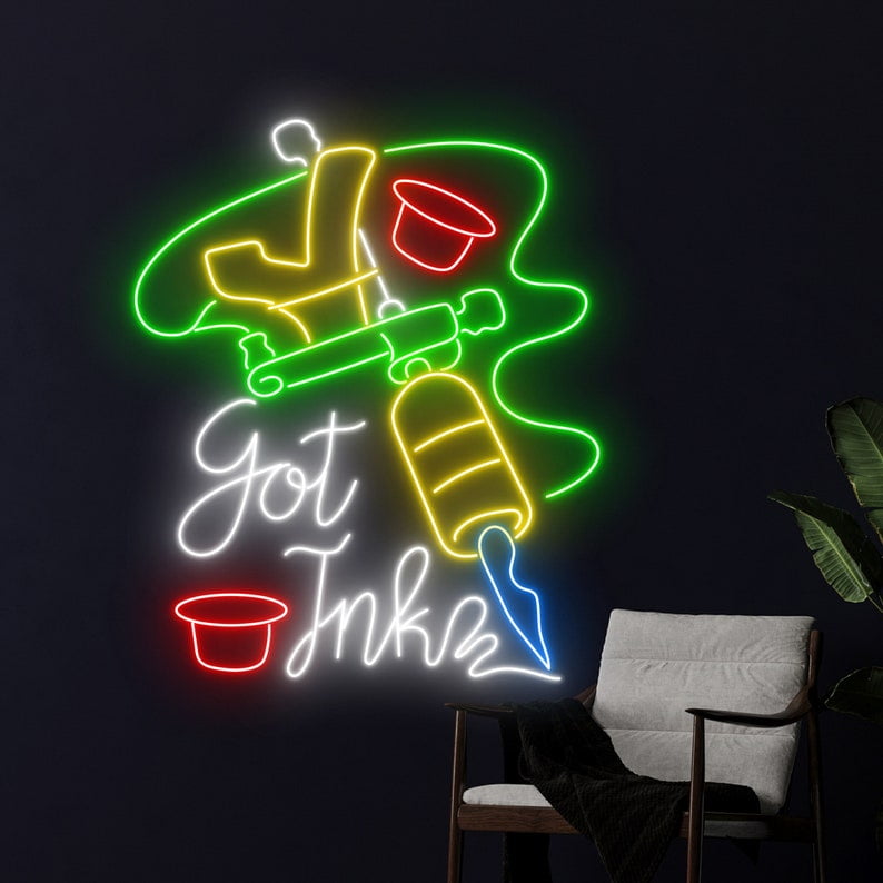 Handmadetneonsign Got Ink Neon Sign, Tattoo Salon LED Light, Tattoo Spa ...