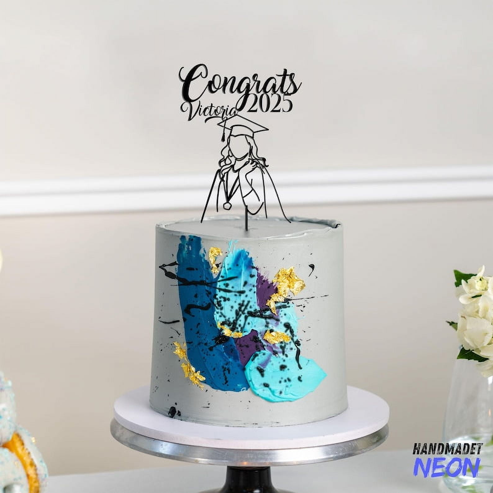 Handmadetneonsign Graduation 2025 For Girl Cake Topper, Custom Name ...