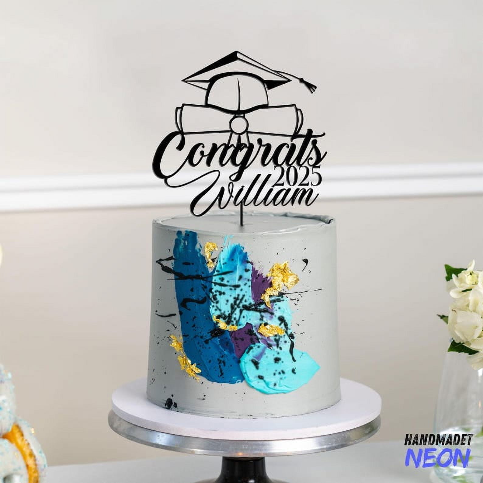 Handmadetneonsign Graduation Cake Topper, Custom Name Cake Topper Metal ...