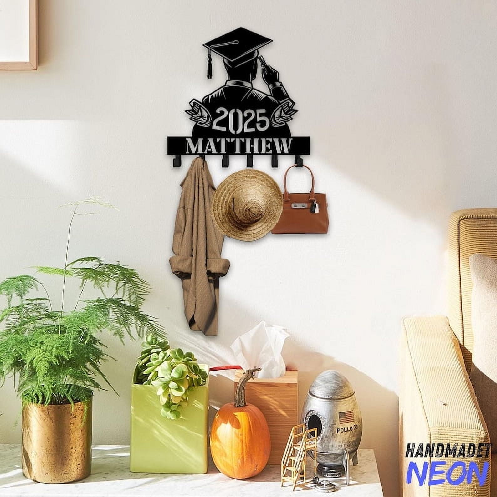 Handmadetneonsign Graduation Coat Rack Wall Hanger, Graduate Metal Wall ...