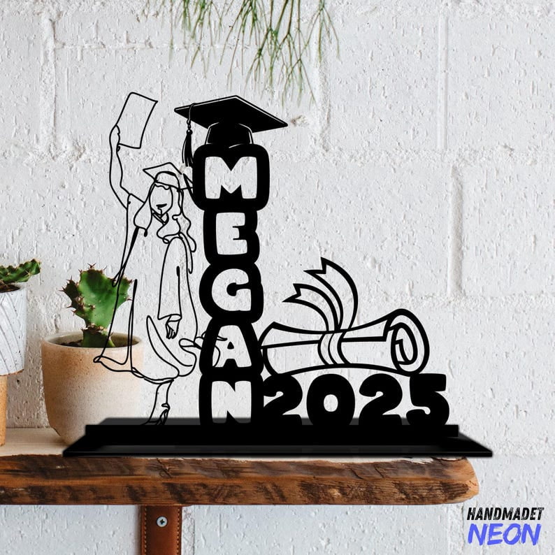 Handmadetneonsign Graduation Girl Metal Table Sign, 2025 Gift Graduate ...