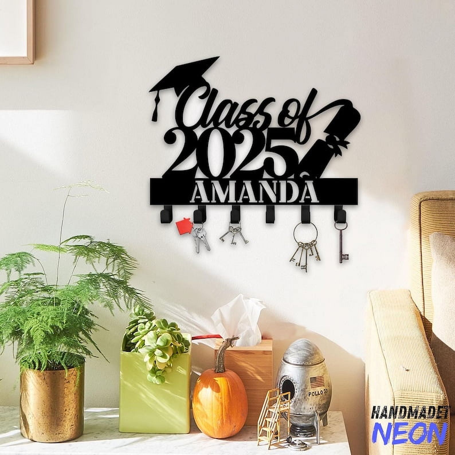 Handmadetneonsign Graduation Key Holder Wall Hanger, Graduate Metal ...