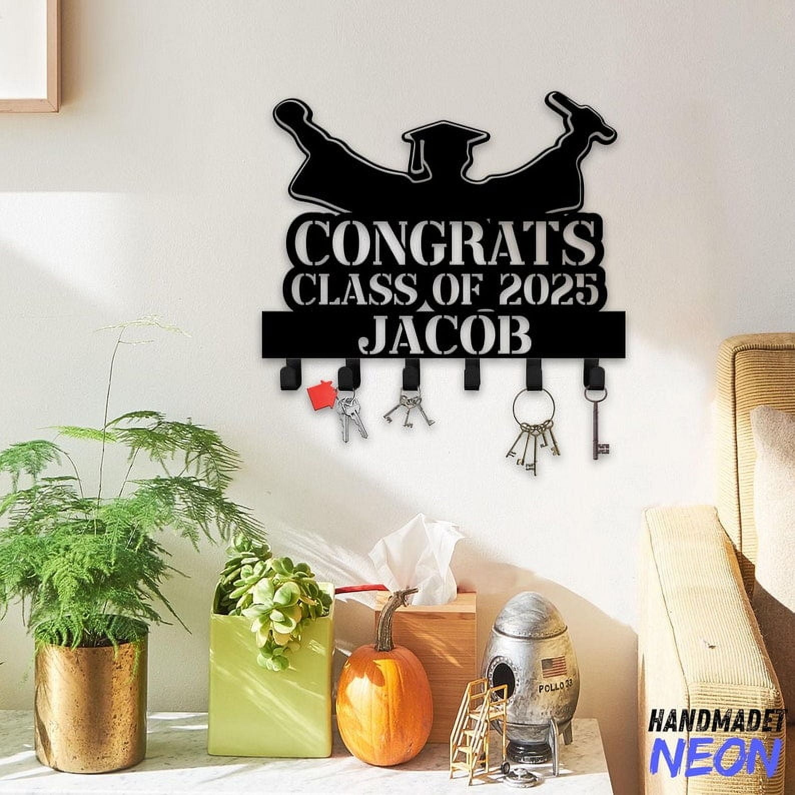 Handmadetneonsign Graduation Key Holder Wall Hanger, Key Holder Hanging ...