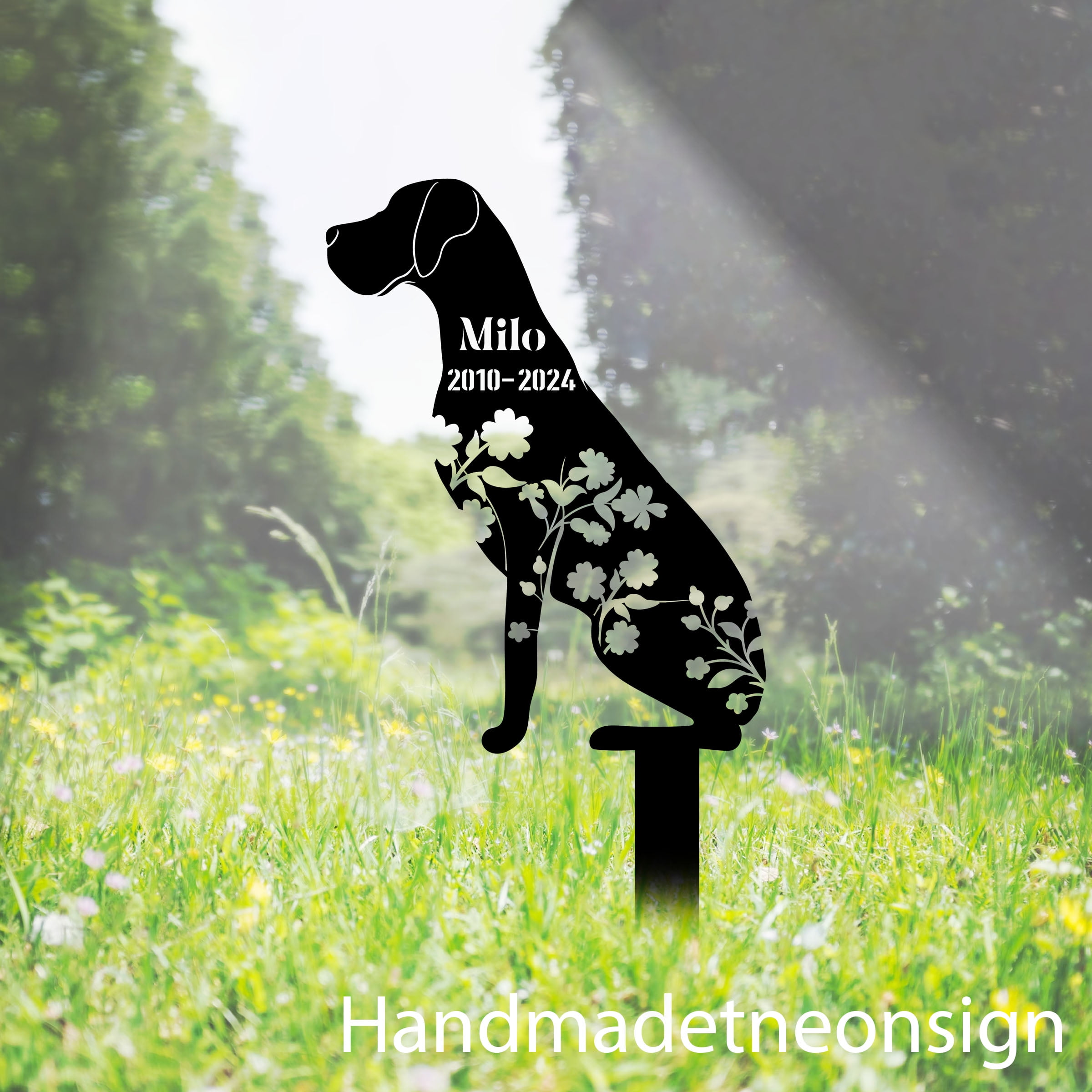 Handmadetneonsign Great Dane Metal With Stake, Pet Metal Name Sign ...