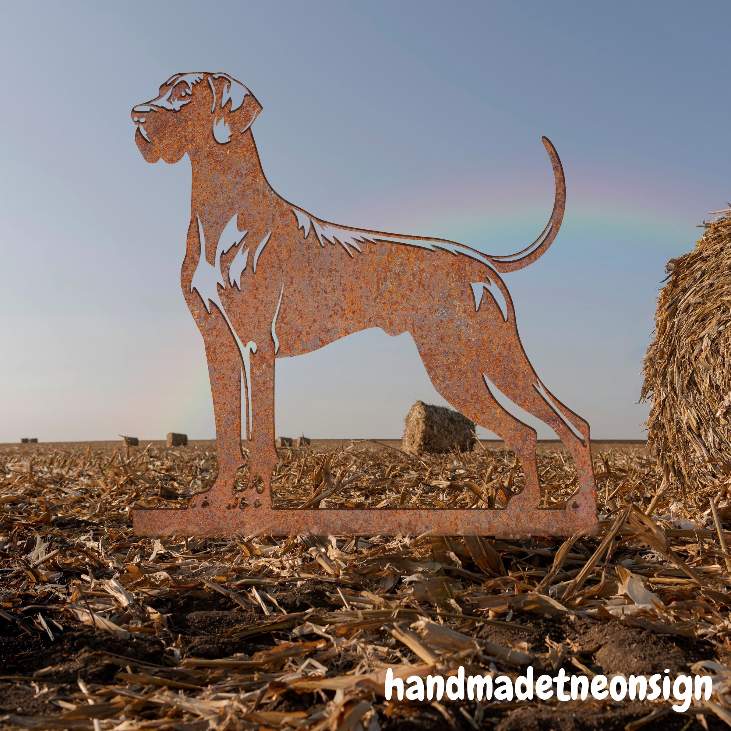 Handmadetneonsign Great Dane Rusty Metal Stake, Dog Memorial Stake ...