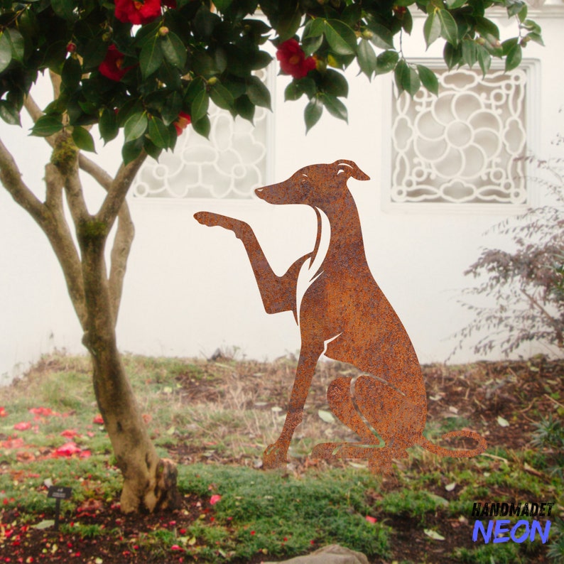 Handmadetneonsign Greyhound Dog Rusty Metal Stake, Dog Garden Stake ...