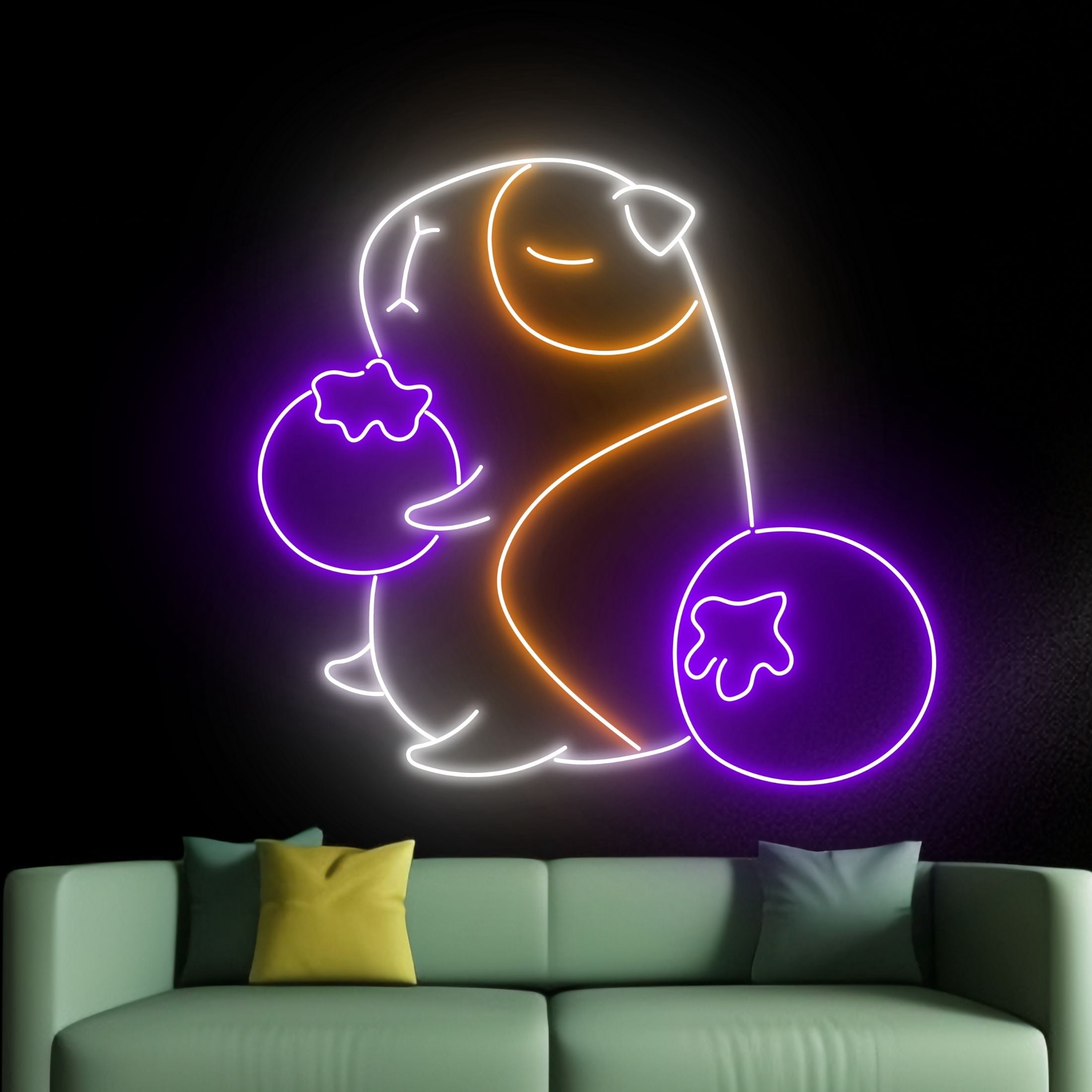 Handmadetneonsign Guinea Pig Eating Blueberry Neon Sign, Guinea Pig ...