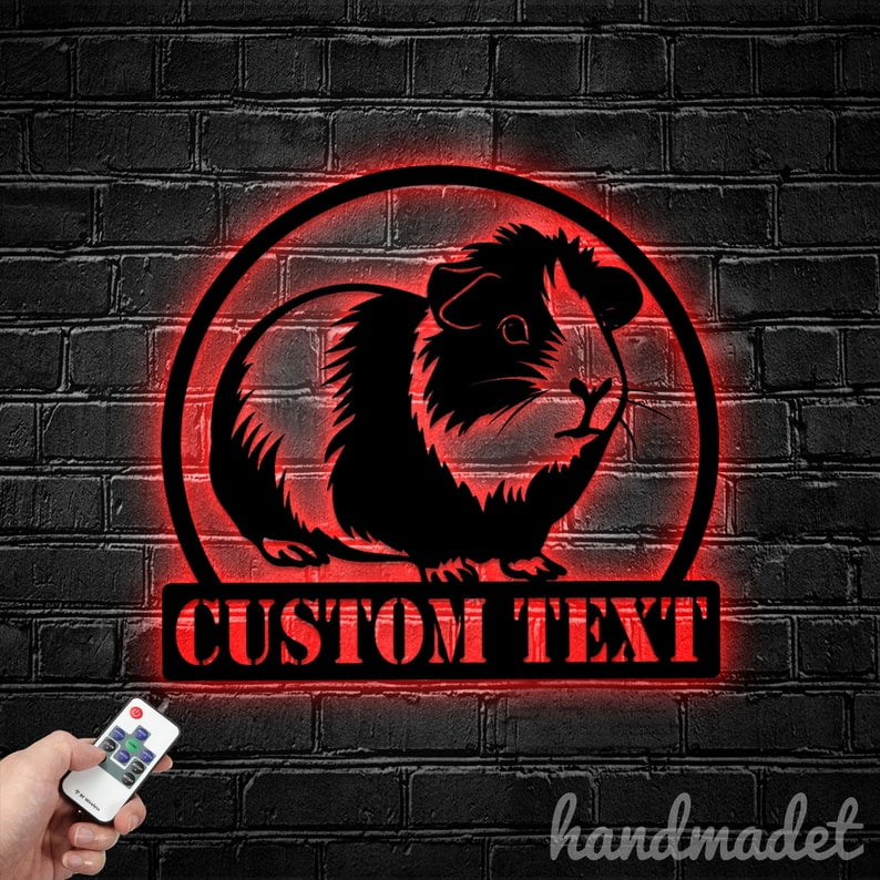 Handmadetneonsign Guinea Pig Metal Wall Art Light, Wild Life Metal Sign ...