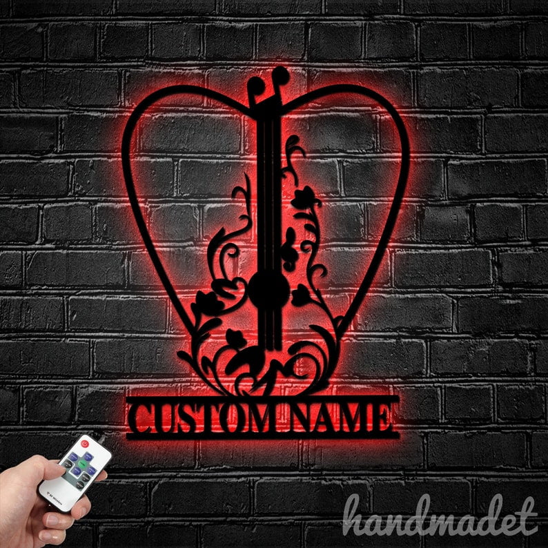 Handmadetneonsign Guitar Pick Metal Wall Art Light, Guitar Pick Metal ...