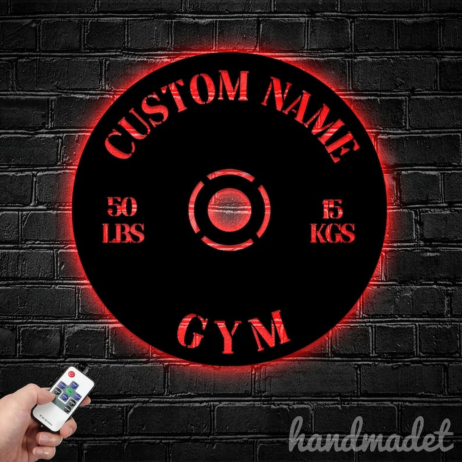 Handmadetneonsign Gym Weight Plate Metal Wall Art Light, Fitness Metal ...