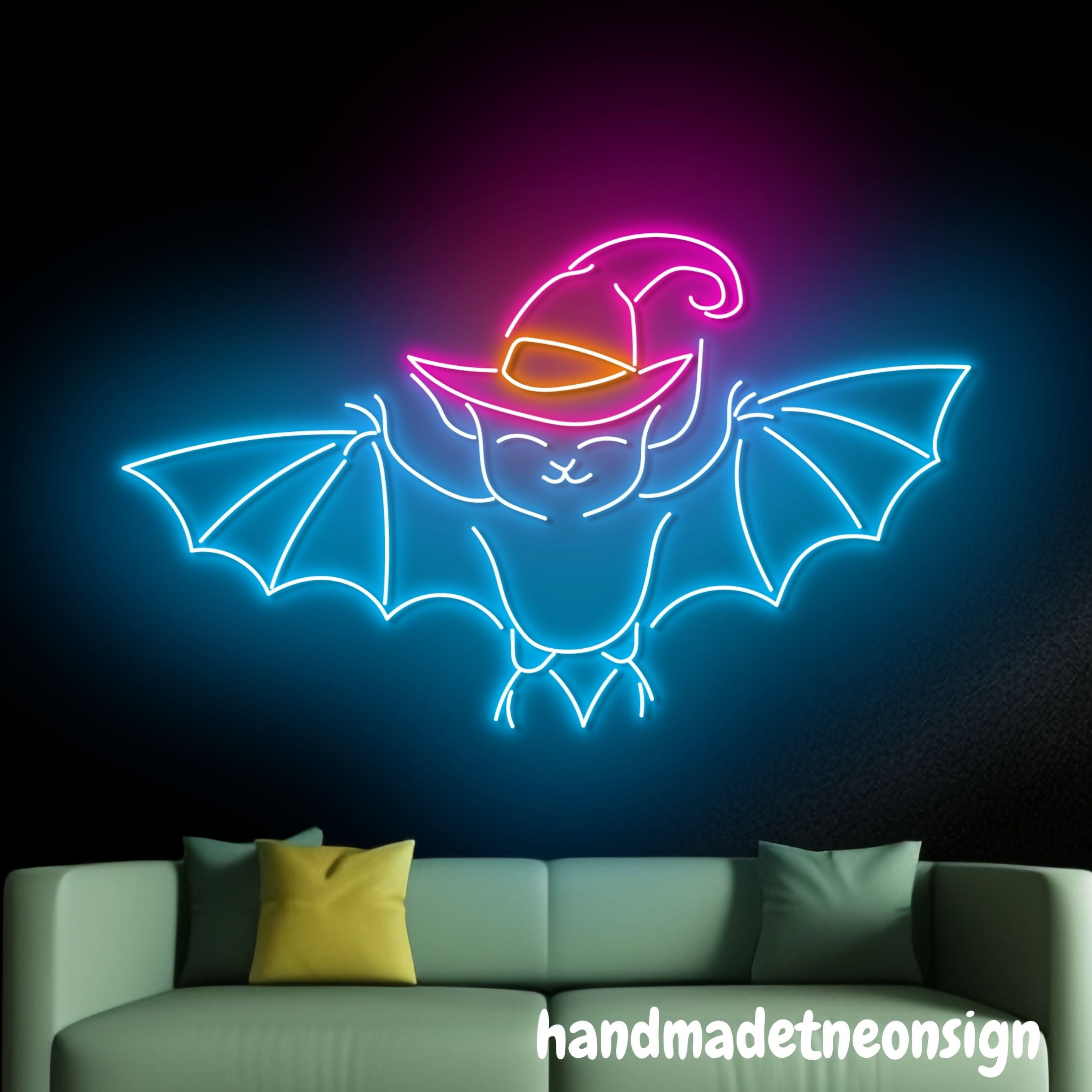 Handmadetneonsign Halloween Bat Neon Sign, Halloween Led light, Bat ...