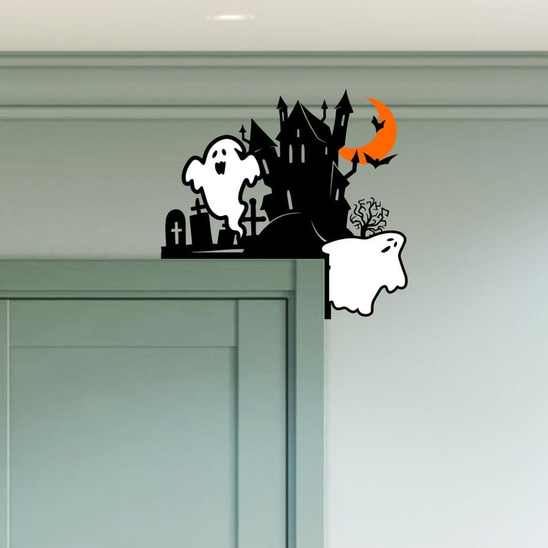 Handmadetneonsign Halloween Door Corner Sign, Ghost Metal Door Topper ...