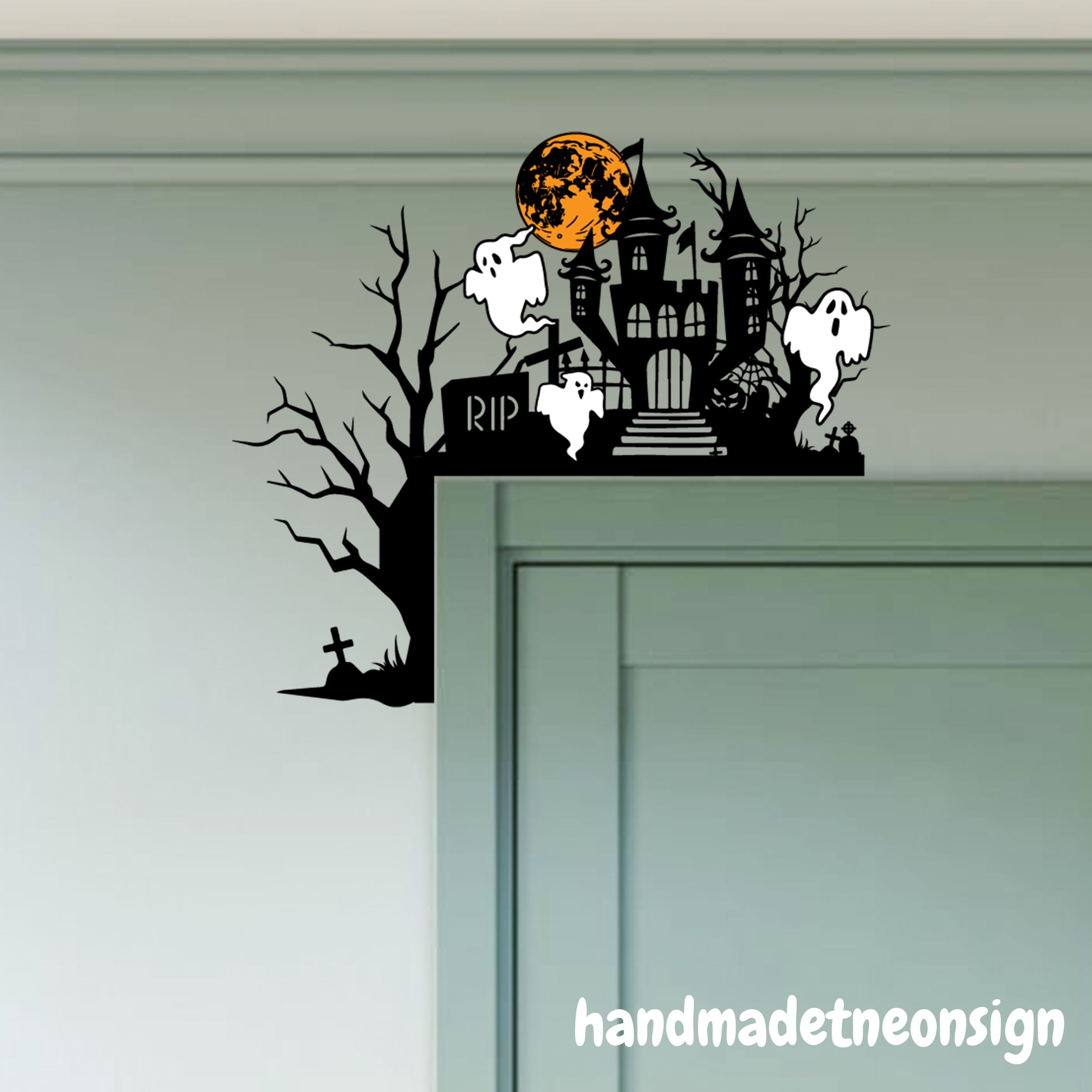 Handmadetneonsign Halloween Door Corner Sign, Spooky Hand Metal Door ...