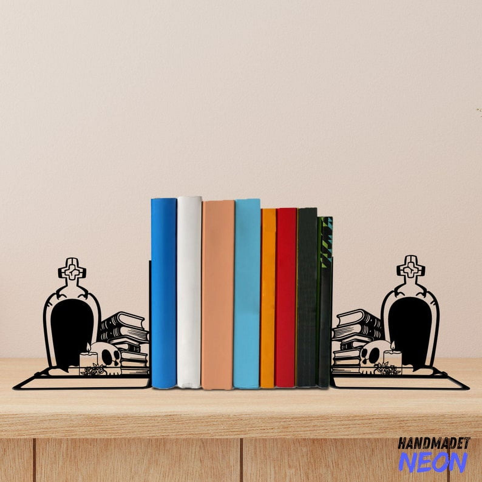 Handmadetneonsign Halloween Metal Bookends, Gravestone Name Bookend ...