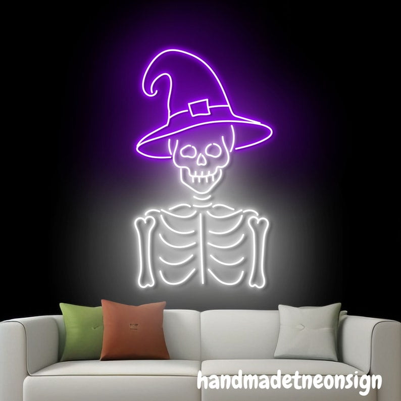 Handmadetneonsign Halloween Skeleton Neon Sign, Skeleton Led Sign ...