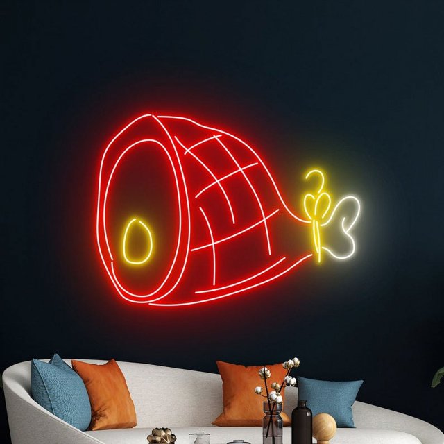 Handmadetneonsign Ham Neon Light, Ham Meat Neon Sign, Gammon Ham Led ...