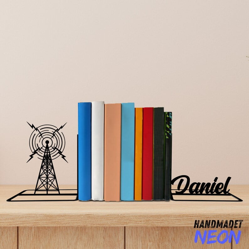 Handmadetneonsign Ham Radio Metal Bookends, Ham Radio Name Bookend, Ham ...