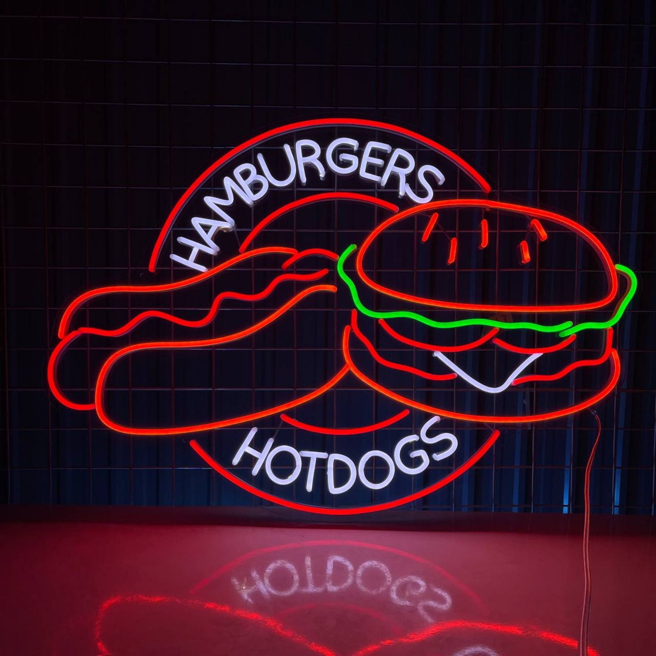 Handmadetneonsign Hamburgers Hotdogs Neon Sign, Hotdogs Open Wall Art ...