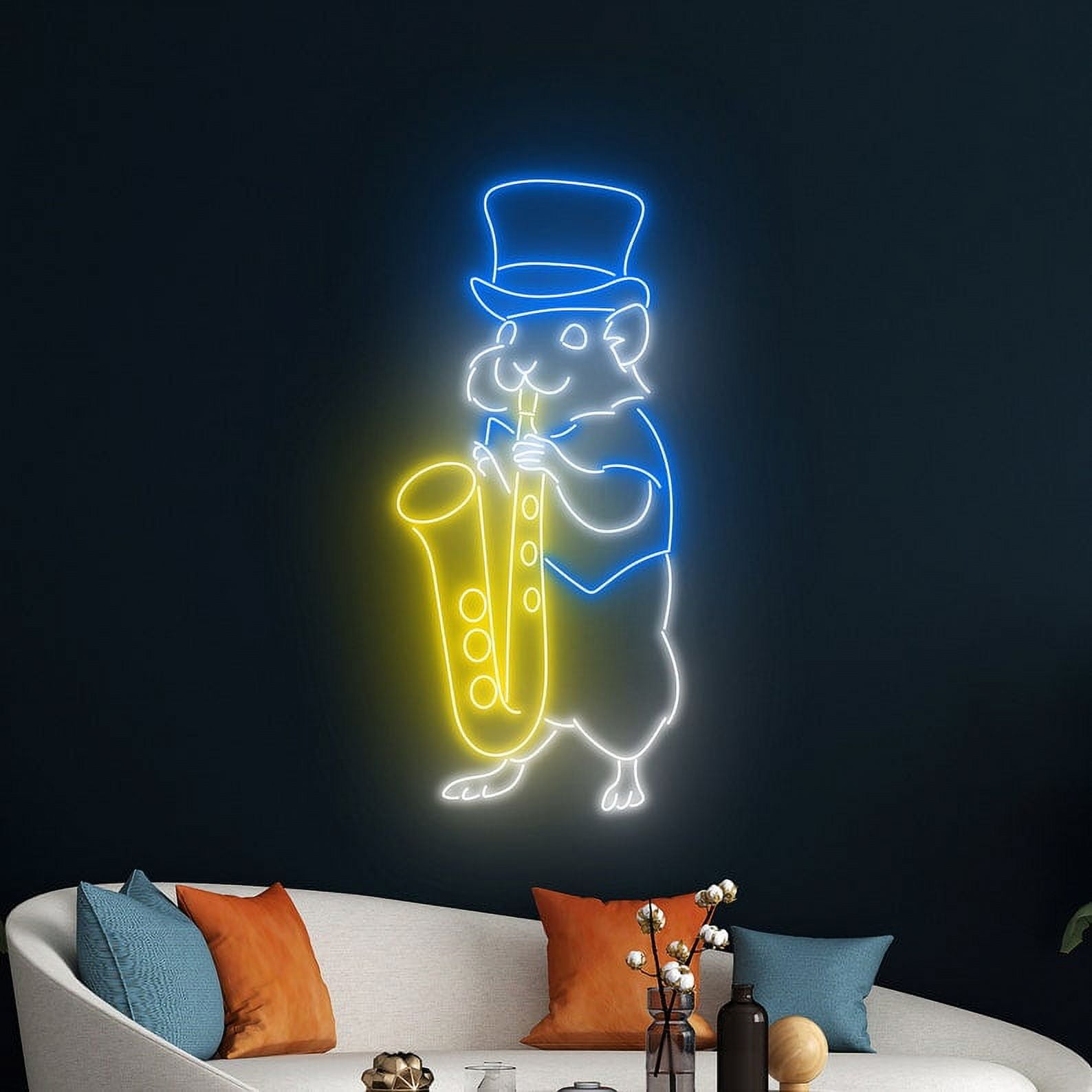 Handmadetneonsign Hamster Playing Saxophone Neon Light, Hamster Led ...