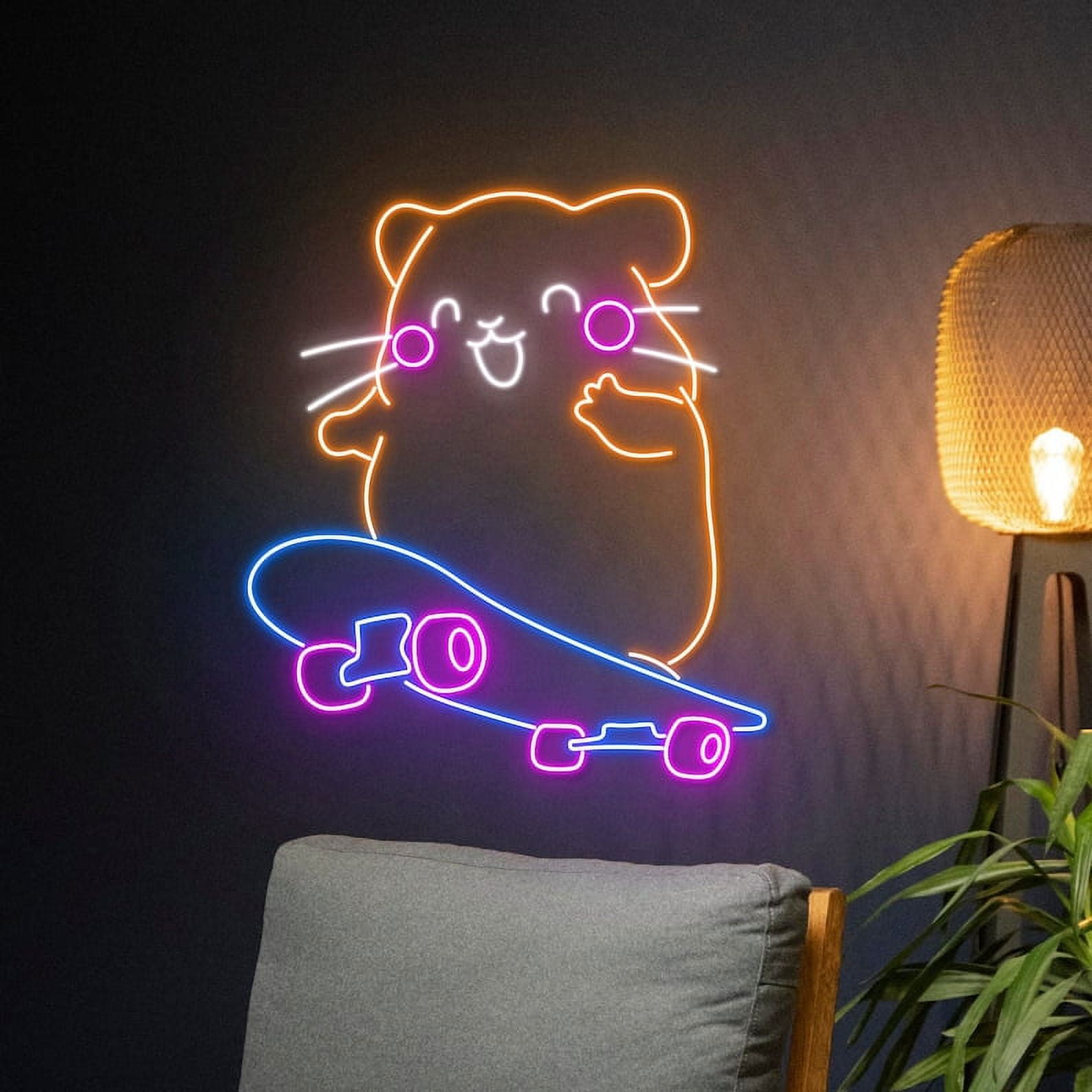 Handmadetneonsign Hamster Skateboarding Neon Sign, Skateboard Hamster ...