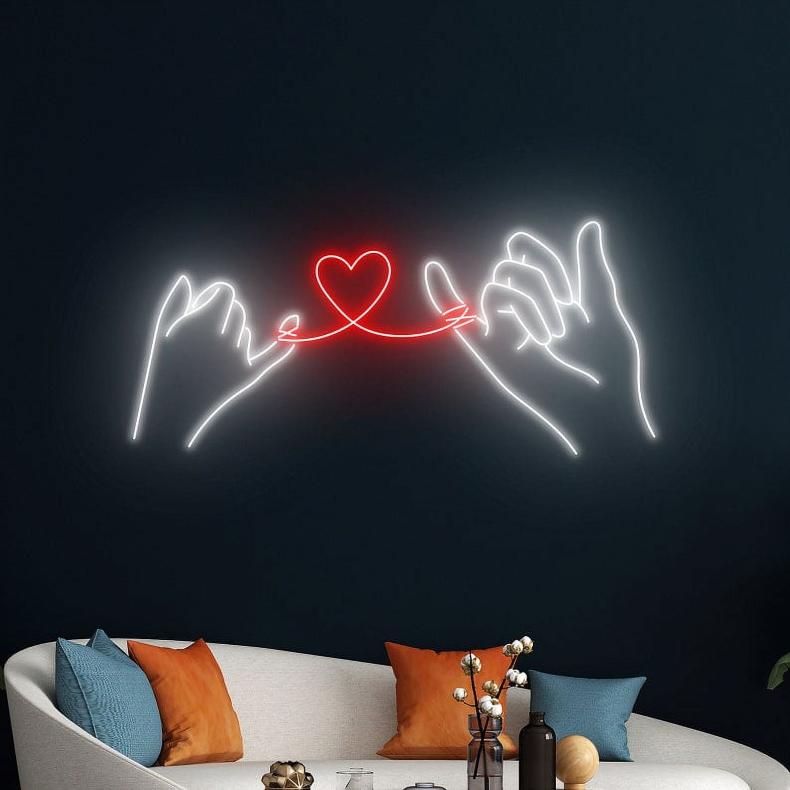 Handmadetneonsign Hand Heart Neon Sign, Couple Hand Heart Led Sign ...