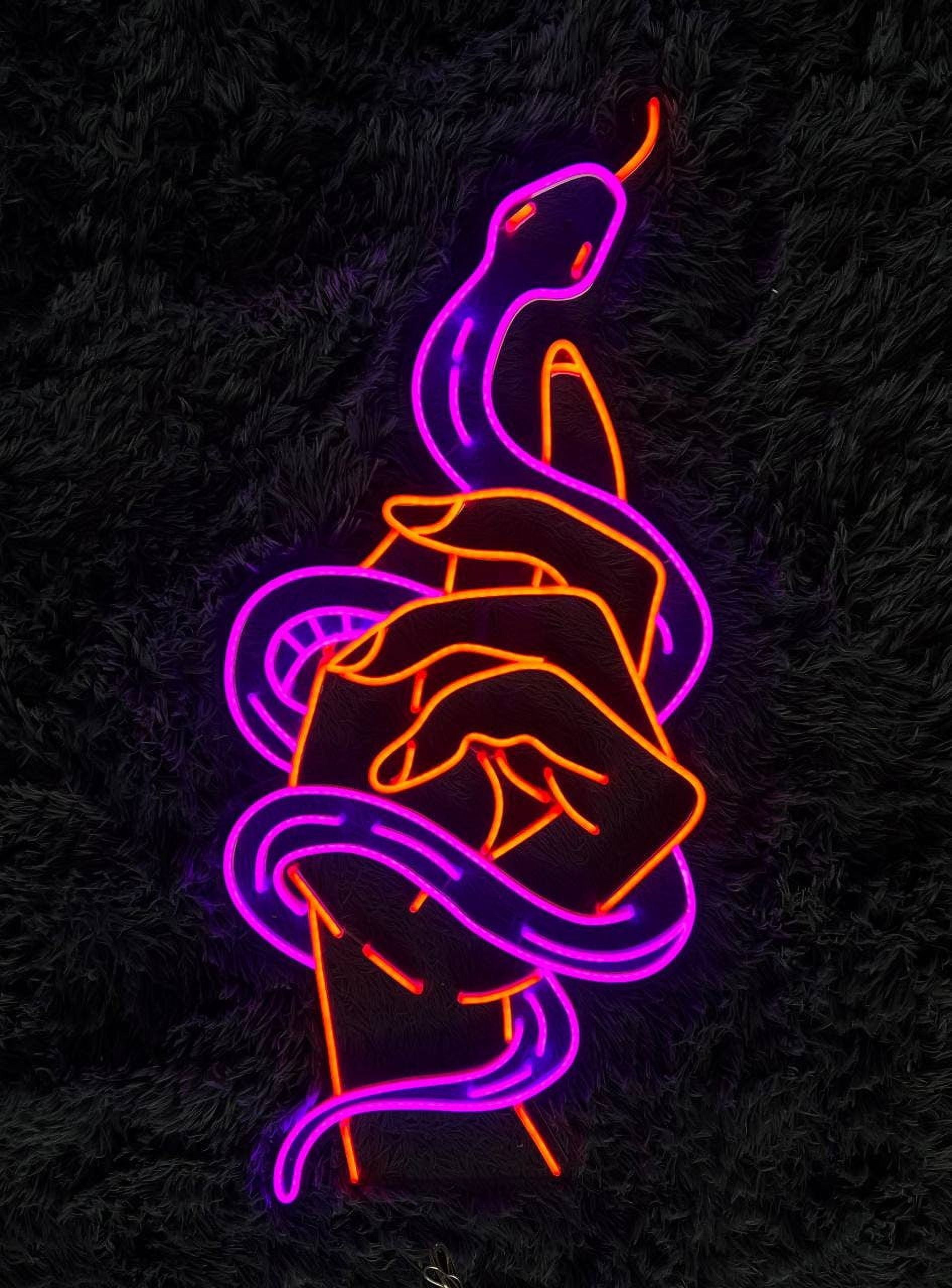 Handmadetneonsign Hand with snake Led Sign, Hand with snake Neon Sign ...