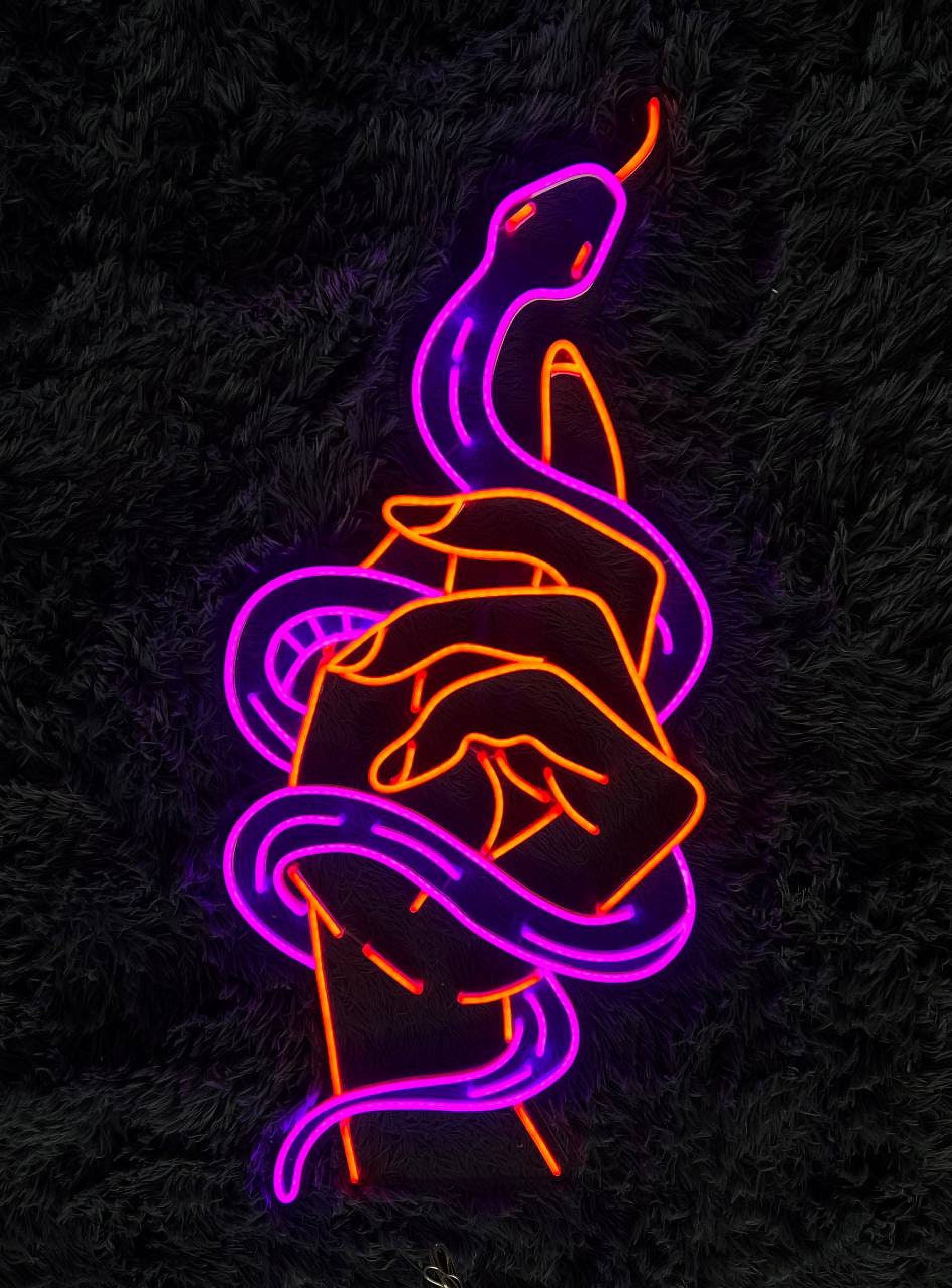 Handmadetneonsign Hand with snake Led Sign, Hand with snake Neon Sign ...