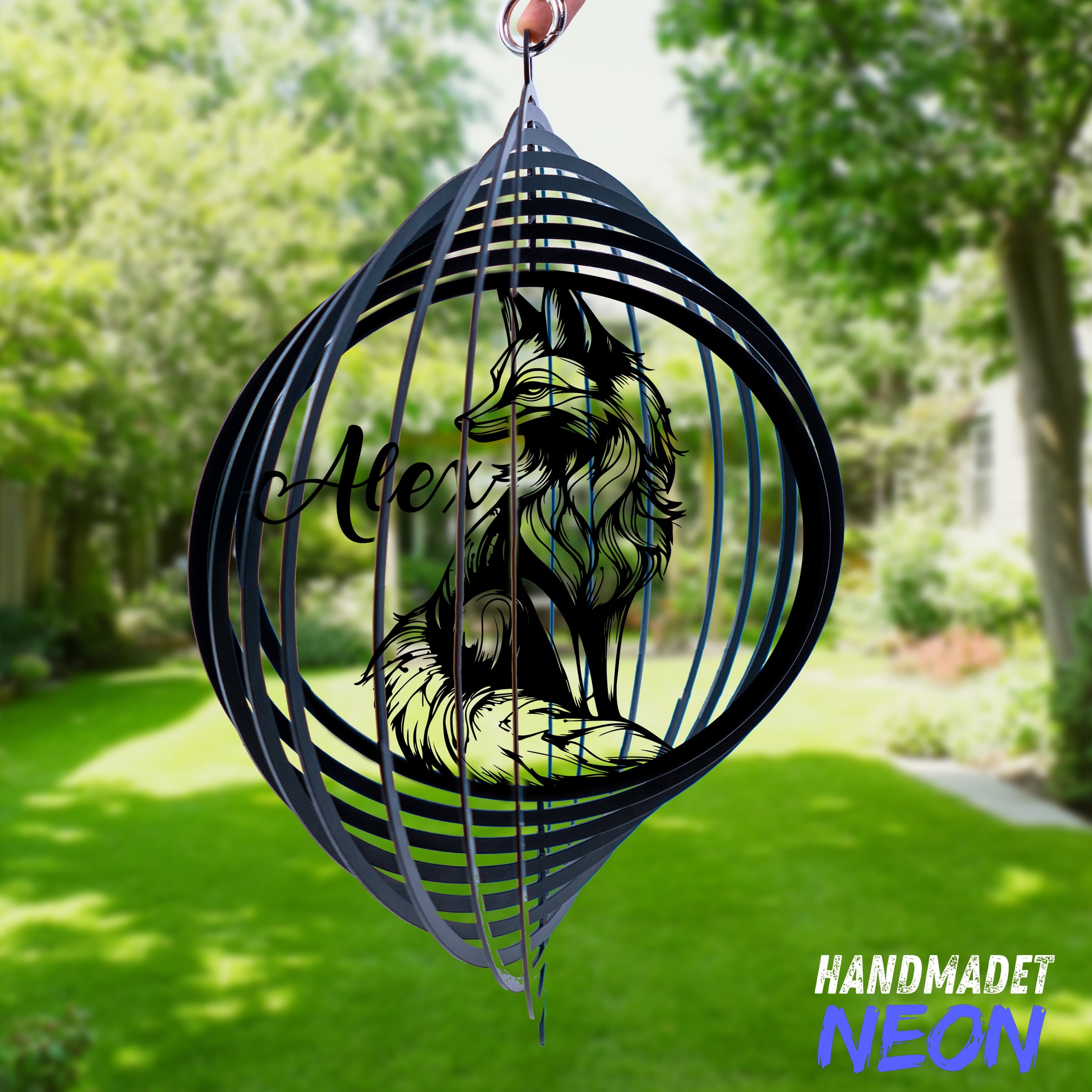Handmadetneonsign Fox Wind Spinner, Metal Kinetic Garden Decor Outdoor ...