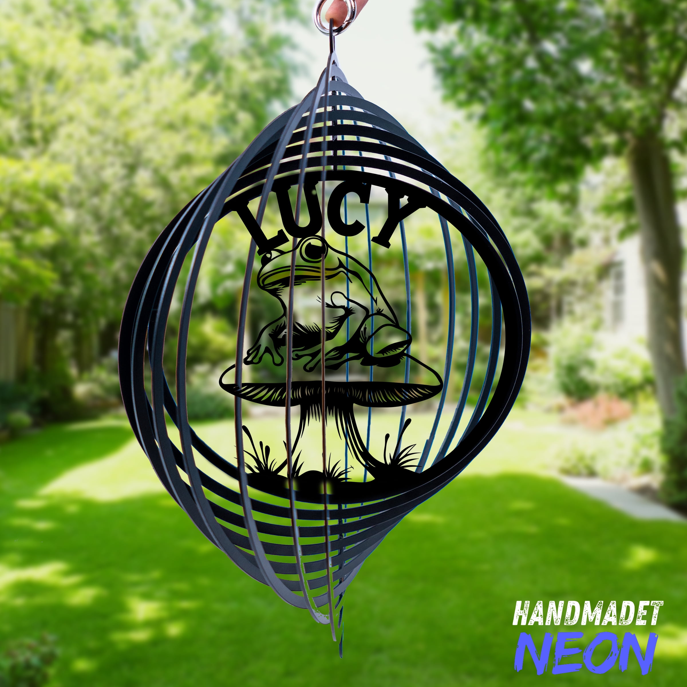 Handmadetneonsign Frog Wind Spinner, Metal Garden Yard, Art Outdoor ...